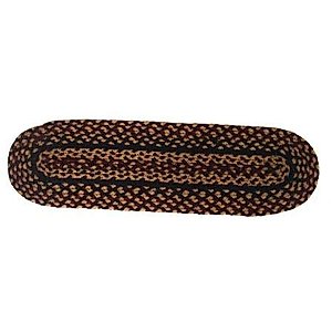 IHF Home Decor | BlackBerry Premium Braided Collection | Primitive, Rustic, Country, Farmhouse Style | Jute/Cotton | 30 Days Risk Free| Accent Rug | Black, Natural and Wine | 8"x28" Oval Stair Treads