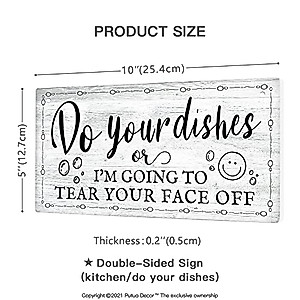 Putuo Decor Kitchen Sign, Do Not Leave Dirty Dishes in the Sink, Reversible Double Sided Sign for Restaurant, Dining Room, 10x5 Inches PVC Hanging Plaque