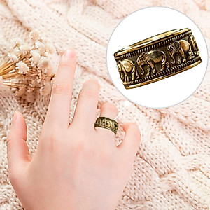 Fashion Jewelry Elephant Engraved Ring for Women Men Engagement Wedding Band Cocktail Party Ring Vintage Boho Band Rose Gold White Purple