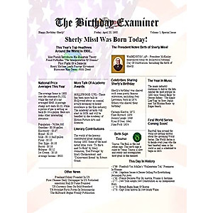 Historical Customized Personal Birthday Examiner Newspaper Chronical Art Print for the Day You Were Born from 1900 to 2020 (Heavenly Light)