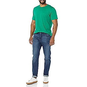 Amazon Essentials Men's T-Shirts, Short-Sleeve Crewneck Pocket, Cotton, 2-Pack, Large, Navy/Green