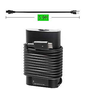 New USB-C Laptop Charger 45W for Dell XPS 13 9360 9365 9380 Adapter; Inspiron 14 7437 Latitude 7390 2in1 7275 7370 5175 5285; LA45NM150; 04RYWW; 0HDCY5