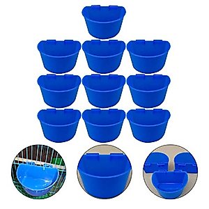 DOITOOL Rabbit Water Dispenser 10pcs Thicken Bird Food Feeder Water Feeder, Universal Plastic Hanging Bowl Cups for Pigeon Poultry Roosters Parakeet, 4. 32 X 2. 91 Bunny Feeder