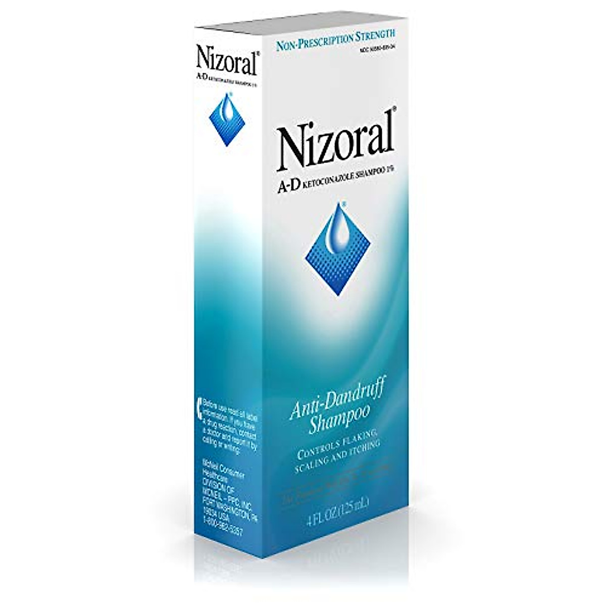 Nizoral A-D Anti-Dandruff Shampoo with Ketoconazole 1%, Dry Itchy Scalp Shampoo for Dandruff Control & Relief, 4 fl. oz