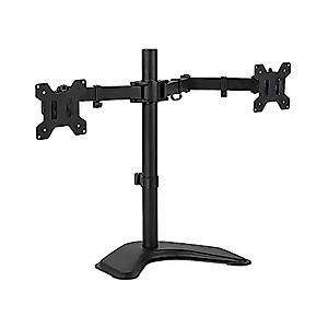 Mount-It! Dual Monitor Stand for Desk - Double Monitor Mount for 2 Screens up to 32 Inch and 17 Lbs - Free-standing Base Swivel, Tilt, Rotates 360 Adjustable Arms - VESA Compatible High Grade Steel