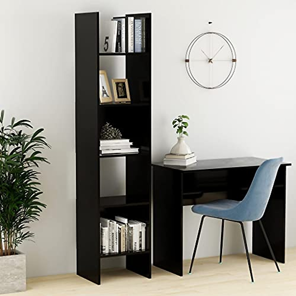 NusGear Book Cabinet Black 15.7"x13.8"x70.9" Engineered Wood-1958