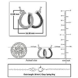 Dazzlingrock Collection 0.12 Carat (Ctw) Round Black & White Diamond Double Horseshoe Pendant with 18 inch Silver Chain for Women in in 925 Sterling Silver