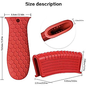 8 Pack Cast Iron Handle Cover, Silicone Hot Handle Holder, Assist Handle Holder, Non-Slip Pot Holder Sleeve, Pot Handle Covers Heat Resistant Potholder Cookware Silicone Cast Iron Handle Cover, Red