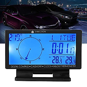 KIMISS LCD Digital Display Screen Car, CD60 Multifunctional Digital Car Automobile Thermometer Gauge with Time Navigation Function