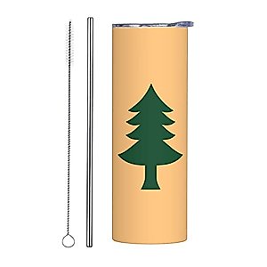 LIICHEES Flag of Maine (1901–1909) Stainless Steel Vacuum Insulated Tumbler 20oz Coffee Cups Travel Mug Water Cup with Metal Straw Cleaning Brush