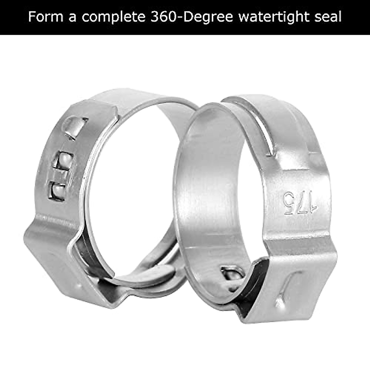 Holdware 100pcs 1/2 inch PEX Crimp Rings, Stainless Steel PEX Cinch Clamps 17.5mm Diameter Pinch Clamps Pex Fittings for PEX Tubing Pipe Fitting Connections