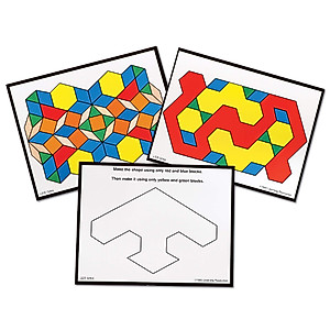 Learning Resources Intermediate Pattern Block Design Cards, Pattern, Pattern Blocks for Kids, Pattern Block Activities, for Grades 2-6, 36 Activities