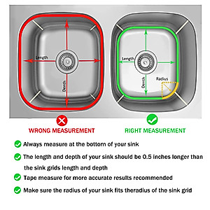 4 Pack Sink Protectors for Kitchen Sink with Center Drain Hole, 13.7"x11.6" Stainless Steel Kitchen Sink Bottom Grid 2pcs with 2pcs Sink Strainers (Silver)