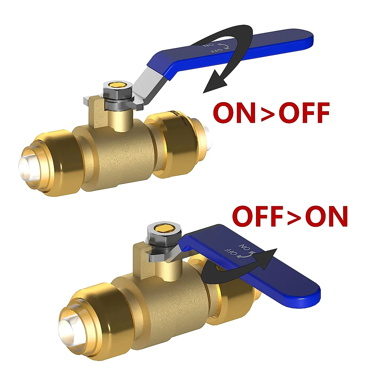 Hourleey 2 Pieces 1/2 Inch Push-Fit Full Port Ball Valve for Hot and Cold Water with Disconnect Clip, Water Stop Shut Off, 1 Piece Each