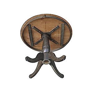 IC International Concepts Round Top Pedestal Dining Table, Hickory/Washed Coal