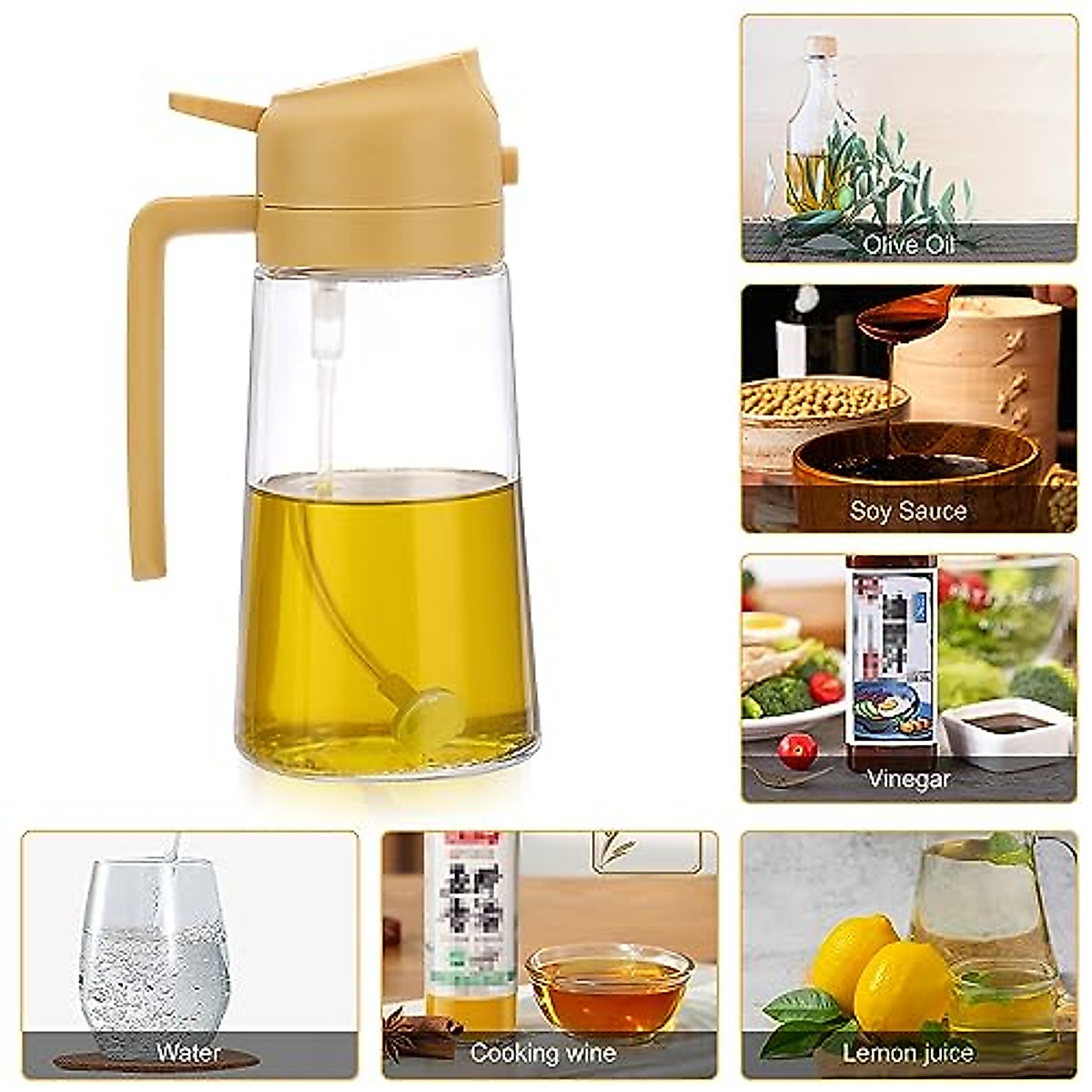 BSTKEY 17oz Olive Oil Dispenser Bottle for Kitchen, 2 in 1 Oil Dispenser and Oil Sprayer for Cooking, Oil and Vinegar Dispenser for Air Fryer BBQ Salad Baking Roasting, Orange