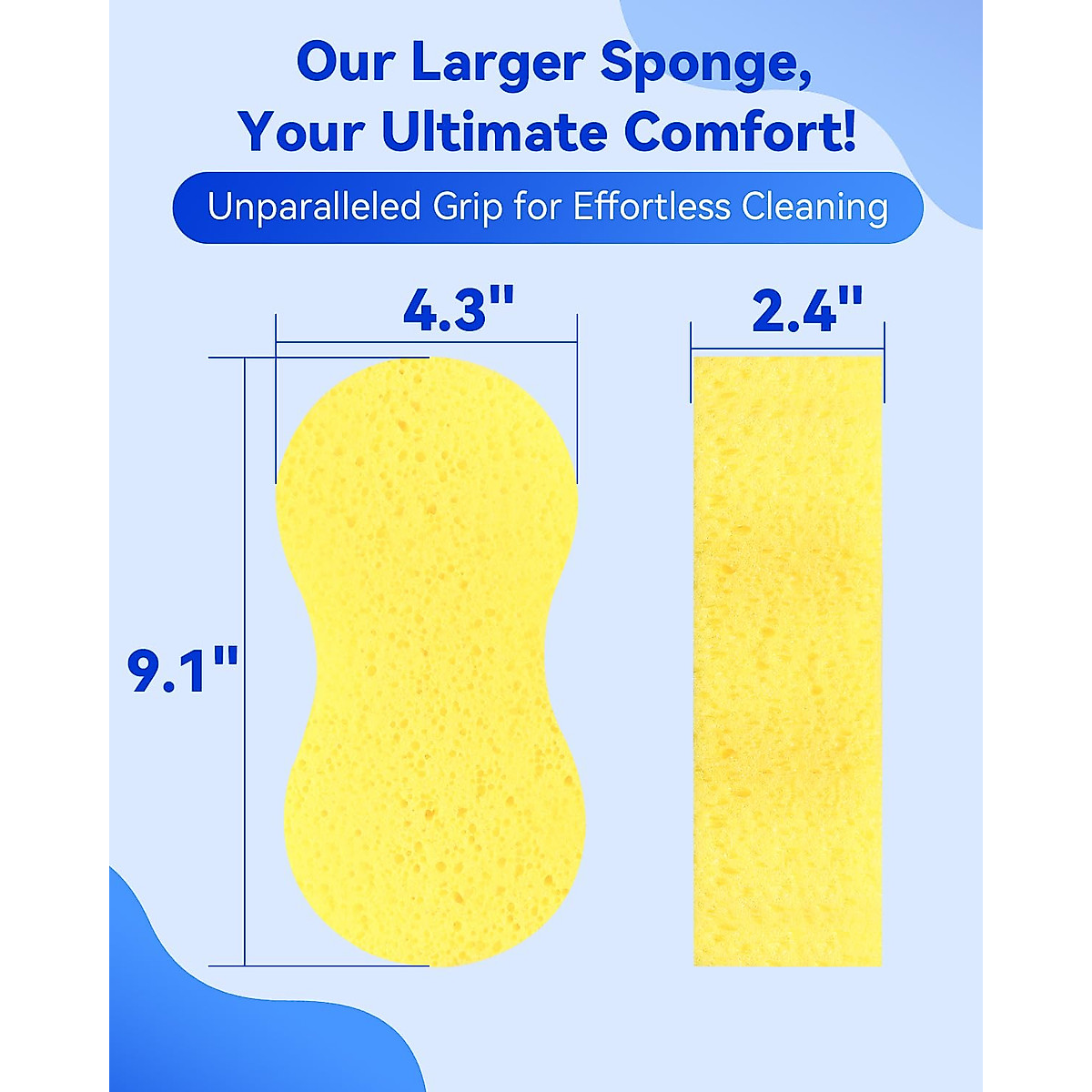 Temede Car Wash Sponge, Large All Purpose Sponges for Cleaning, 2.4in Thick Foam Scrubber Kit, Sponges for Dishes, Tile, Bike, Boat, Easy Grip Sponge for Kitchen, Bathroom, Household Cleaning, 3pcs
