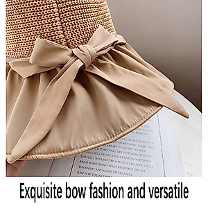 Women's UPF 50+ UV Sun Protection Breathable Wide Brim bowknot bucket hat Sun Hat (H-Black)