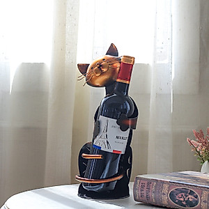 Tooarts Cat Shaped Wine Holder Wine Rack shelf Metal Sculpture Practical Home decoration Crafts