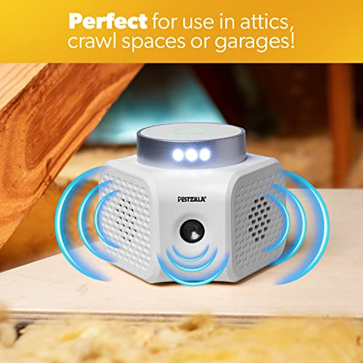 Pestzilla Ultrasonic Pest Repeller – Humane Mouse Repellent & Rat Deterrent - Ultrasound Impluse and LED Strobe Lights – Perfect for Squirrel Repellent Household Pests Repeller & Mice Repellant