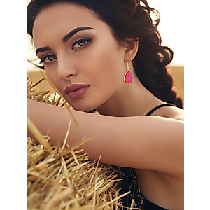 12 Pairs Faux Druzy Drop Earrings Crystal Pendant Dangle Earrings Multicolor Stainless Steel Earrings for Women