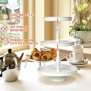 3 Tier White Cupcake Holder Farmhouse Tiered Tray Stand Serving Platter Rustic Cake Dessert Display Can Holds 50 Cupcakes for Parties and Events