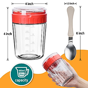 EONJOE Large Overnight Oats Containers to go,4 Pack Glass Meal Prep Jars 2 Cups Wide Mouth Yogurt Pudding Storage Airtight