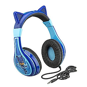 PJ Masks Catboy Kids Headphones, Adjustable Headband, Stereo Sound, 3.5Mm Jack, Wired Headphones for Kids, Tangle-Free, Volume Control, Childrens Headphones Over Ear for School Home, Travel