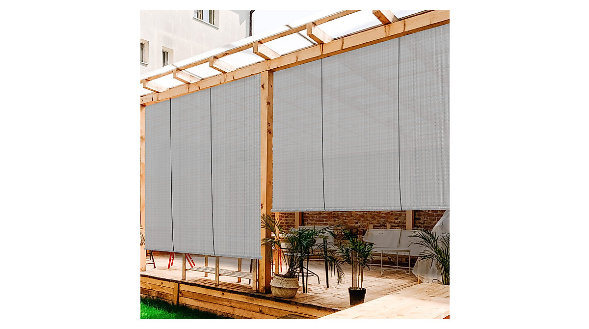 Outdoor Roller Shades 7'W x 6'H by FLORALEAF for Patio Privacy