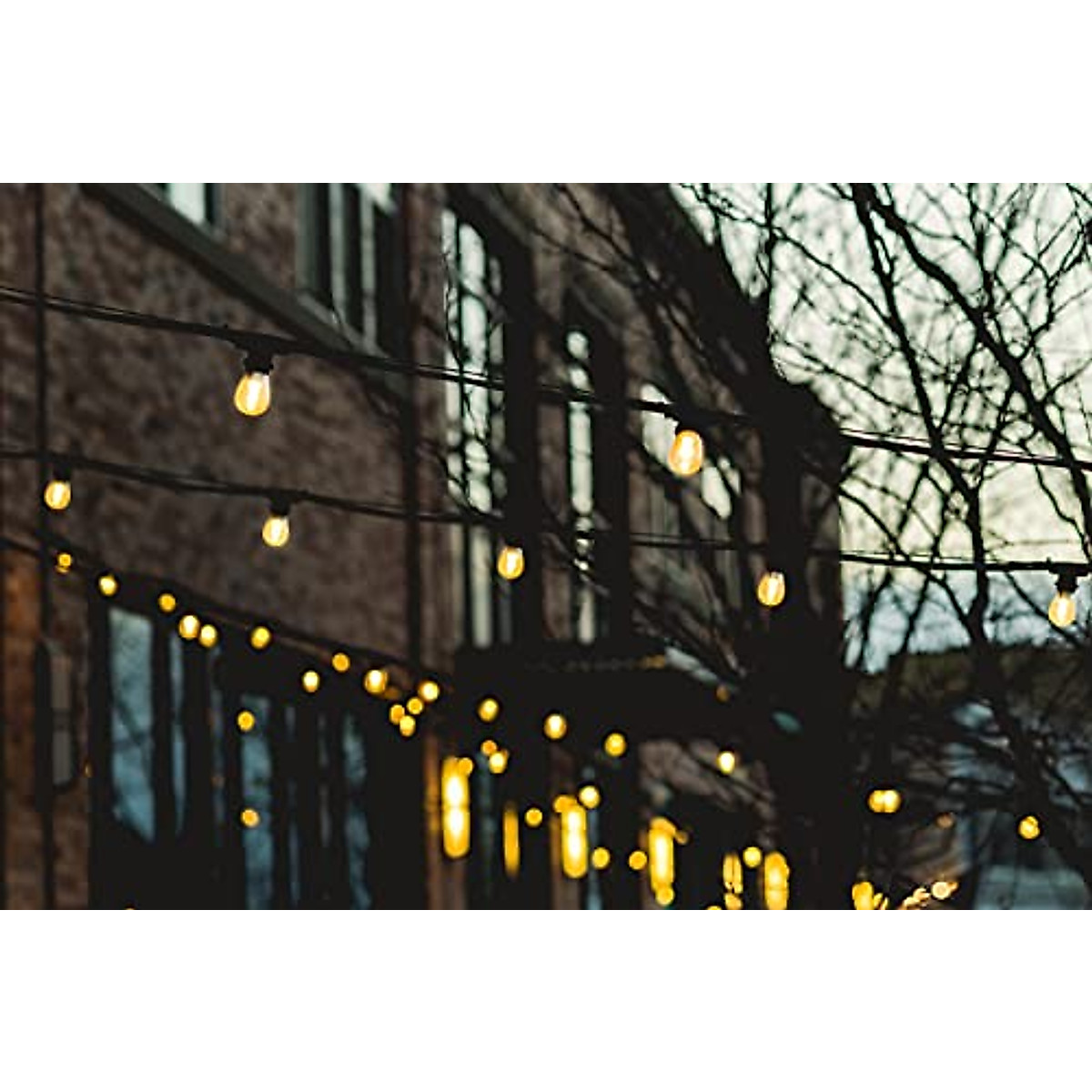 SFEG E26 Outdoor String Lights - 11W Warm White Incandescent Edison Bulb String Lights for Outside & Indoor - Dimmable Hanging Decorative Lights for Patio, Backyard, Garden, Porch, Wedding - 48-ft.