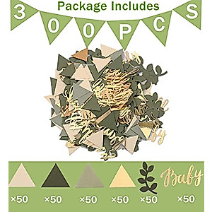 300 Pcs Greenery Baby Shower Decorations Baby Shower Confetti for Tables Sage Green Table Scatter Confetti with Eucalyptus for Wedding Birthday Baby Shower Gender Reveal Party Supplies（Green）