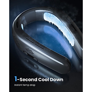 Koonie Neck Air Conditioner, Portable Cooling Neck Fan Blow Cold Air, 4000mAh Rechargeable Around Neck Breeze Fan 3 Speed, 3 Refrigeration Mode, 8H work time, Adjustable Width, Digital Display