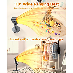 Space Heaters for Indoor Use, 30" Electric 1500W PTC Heater with Night Light Oscillation,Remote Control 3 Mode & 8H Overheat Tip-Over Protection Adjustable Height Ceramic Heater for Bedroom Office Use