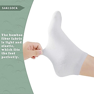 Women's Thin Ankle Low Cut Socks Rayon Bamboo Lightweight Flat Seam Athletic Sock, 6 Pack Ladies Running Sock (White, US Size 8-11)