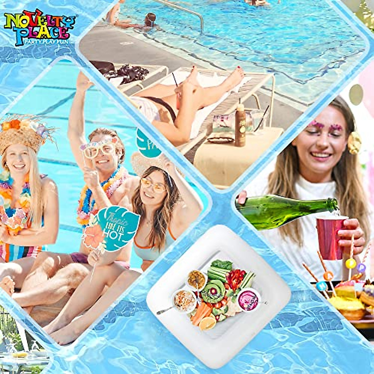 Novelty Place Inflatable Ice Serving Buffet Bar - Salad Food & Drinks Cooler Serving Tray for Summer Party Picnic & Camping (Pack of 1, 24 Inches)