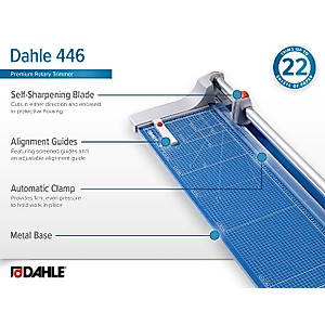Dahle 446 Premium Rotary Trimmer, 36" Cut Length, 25 Sheet Capacity, Self-Sharpening, Automatic Clamp, German Engineered Paper Cutter