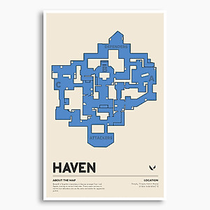 Haven Map Poster, Unframed, Premium Photo Paper - Perfect Decor for Gamers (8"x10", Red)