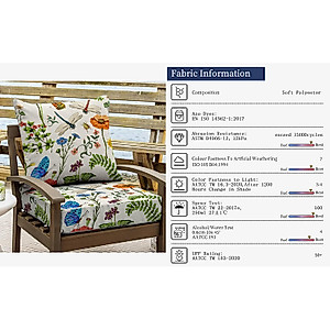 All Smiles Outdoor Seat Cushions for Patio Furniture Cushions Set of 24X24 Inch Waterproof Garden Flowers Farmhouse Decorative Cushions for Chair Chair Yard Garden Deck