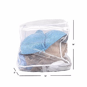 Laundry Bag For Washing Machine, (White), By Home Basics | Lingerie Mesh Laundry Bag With Zipper | Washer Bags For Laundry and Travel