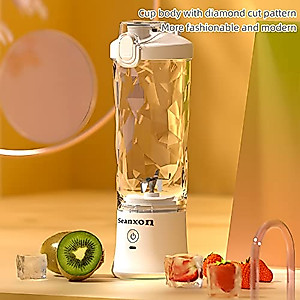 Portable Blender, Personal Blender for Shakes and Smoothies, Mini Blender 20 Oz with 6 Blades (White)