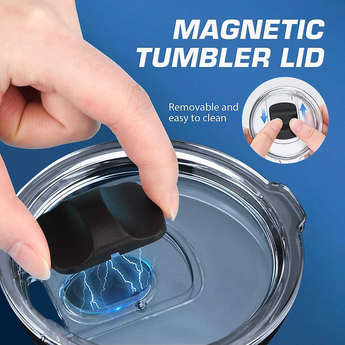 Magnetic Tumbler Lid, 2 Pack Replacement Lid for YETI 20 oz Tumbler, 16 oz Pints, 10/24 oz Mug, 10 oz Lowball with Magnetic Slider Switch