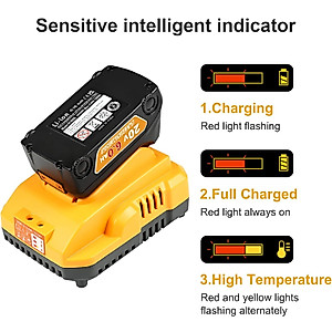 20v Max Battery 2Pack Replacement for Dewalt 20V 6.0Ah Battery with DCB112 Battery Charger Station for DCB201 DCB204 DCB206 DCB120