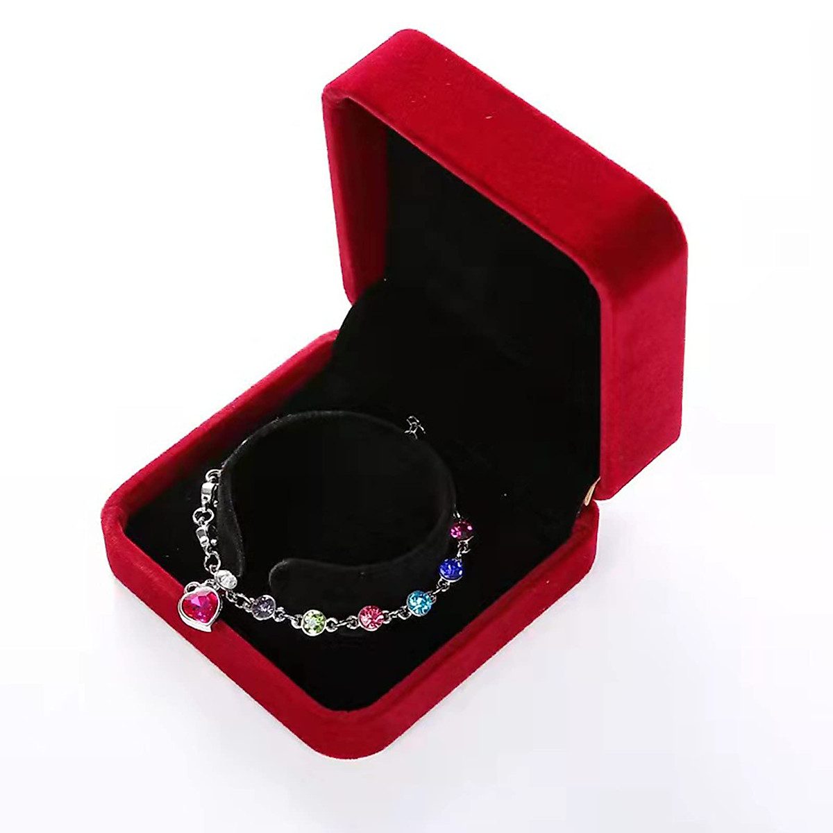FAYADA Velvet Bangle Gift Box Red Bracelet Box Display Jewelry Box Jewelry Storage Case for Wedding, Proposal, Birthday and Anniversary