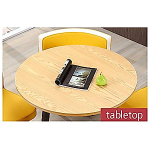 Dining Table & 4 Chairs, Compact Kitchen Table Set Bedroom Adults Commercial Restaurant Leather Seat Chair Round Small Wood Table Metal Frame Home Kitchen Office Negotiation Meeting (Color : Yellow)
