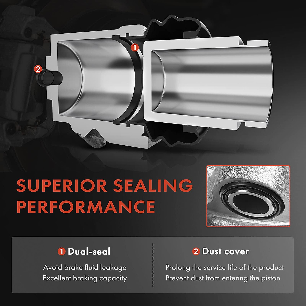 A-Premium Rear Disc Brake Caliper Assembly Compatible with Select Ford and Lincoln Models - Expedition 97-02, For F-150 97-03, For F-250 97-07, Lobo 01-04, Blackwood 02-03, Navigator 98-02, Town Car