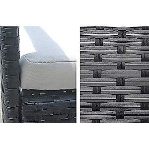 StellaHome Rattan Patio Outdoor Furniture Sets 4 Pieces Wicker Chairs Loveseats with Extra Cushion Covers for Replacement (Black Wicker/Grey&Beige Cushions)