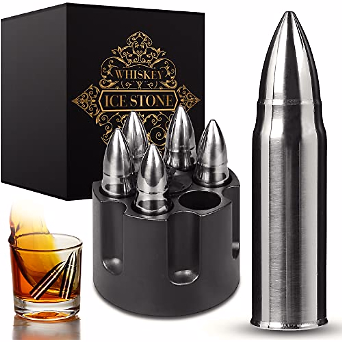 Gifts for Men Him,Whiskey Stones,Christmas Stocking Stuffers for Men,Cool Men Gifts for Christmas Anniversary Birthday from Wife Daughter,Unique Bourbon Gifts,Whiskey Gifts for Men Who Have Everything