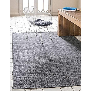 Unique Loom Modern Collection Distressed, Stripes, Helix, Vintage, Indoor and Outdoor Area Rug, 6 ft x 9 ft, Gray/Light Gray