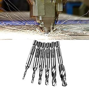6PCs Hex Shank Screw Taps Metric Drilling Tapping Tools M3x0.5/M4x0.7/M5x0.8/M6x1/M8x1.25/M10x1.5(Silver)