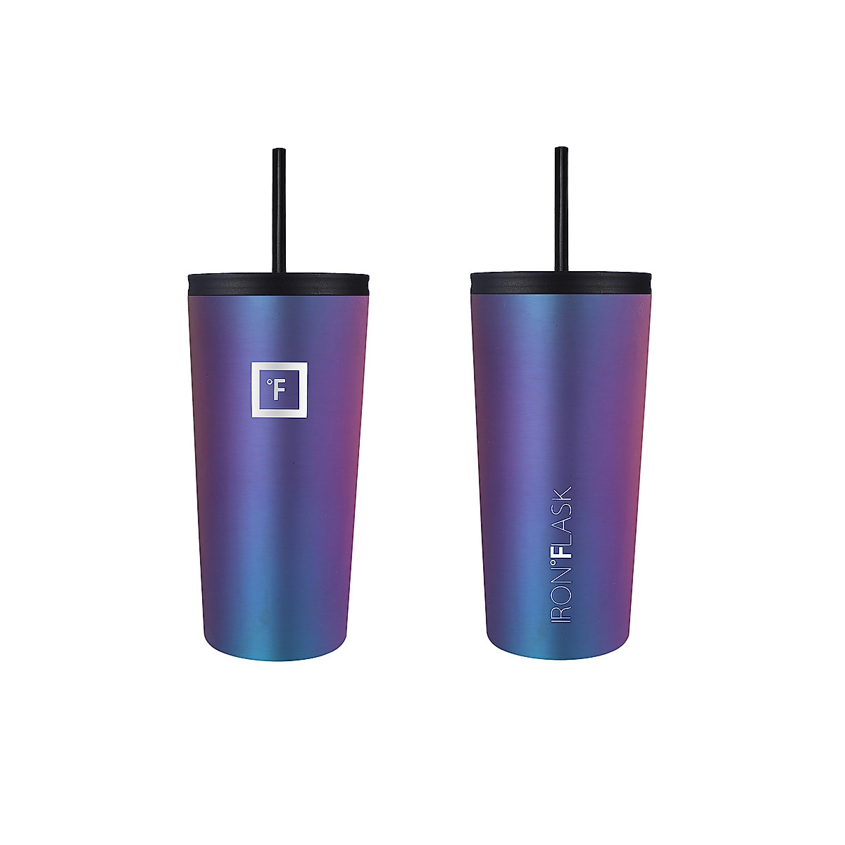 IRON °FLASK Classic Tumbler 2.0-2 Lids (Straw Flip), Vacuum Insulated Stainless Steel Water Bottle, Double Walled, Thermos Travel Mug - Aura, 20 Oz